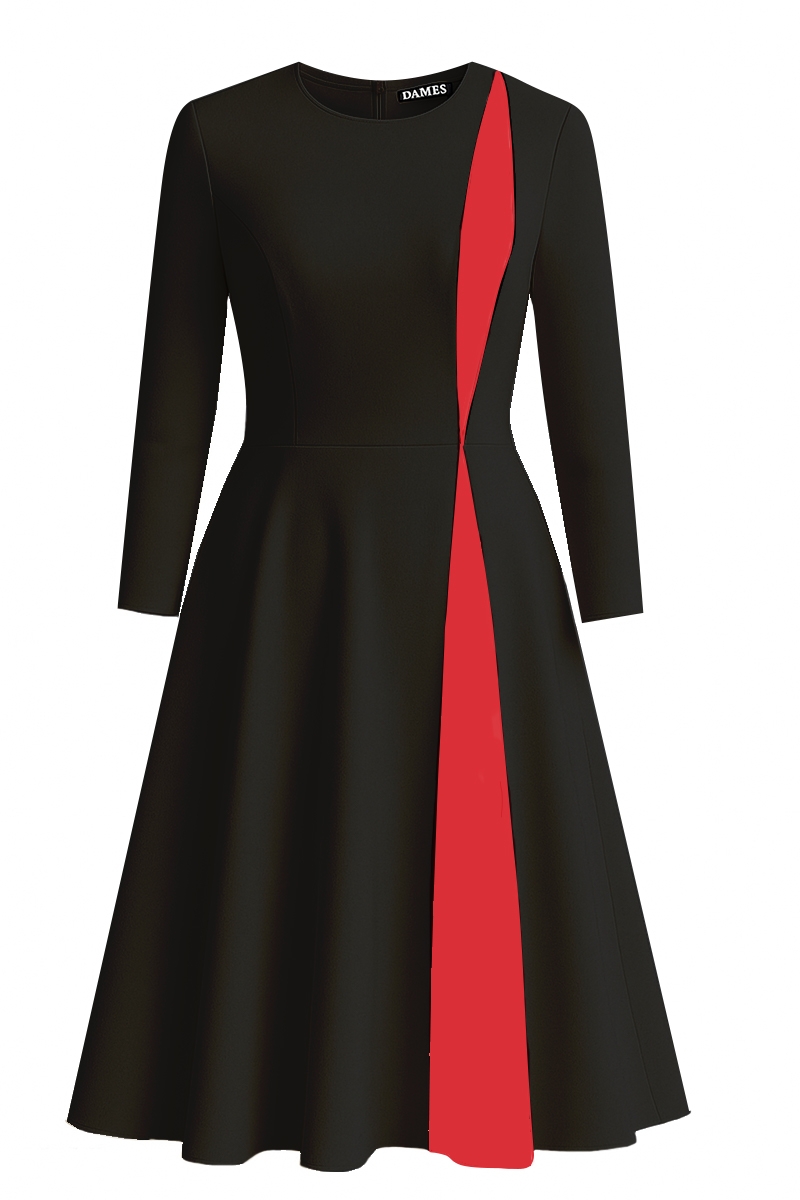 Rochie eleganta neagra clos cu sectiune in contrast