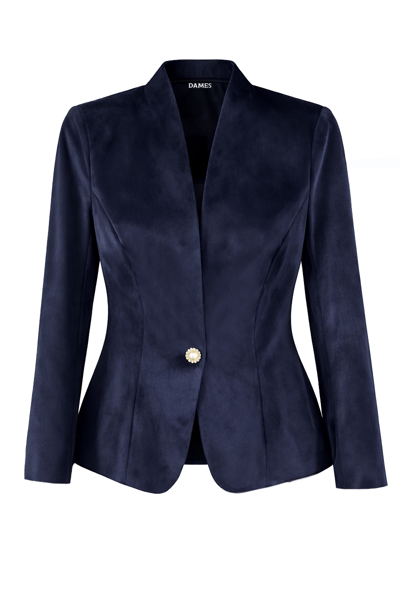 Sacou elegant din catifea bleumarin inchis