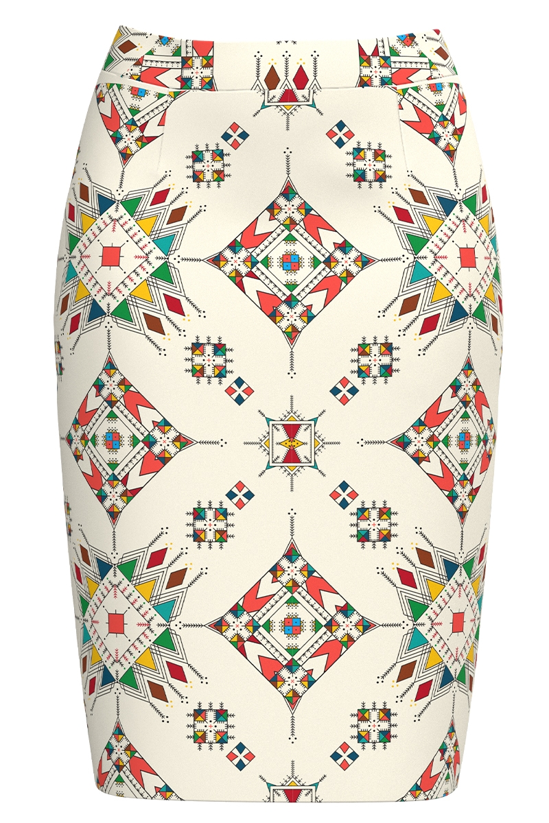 Fusta conica ivory imprimata cu model Traditional AW24