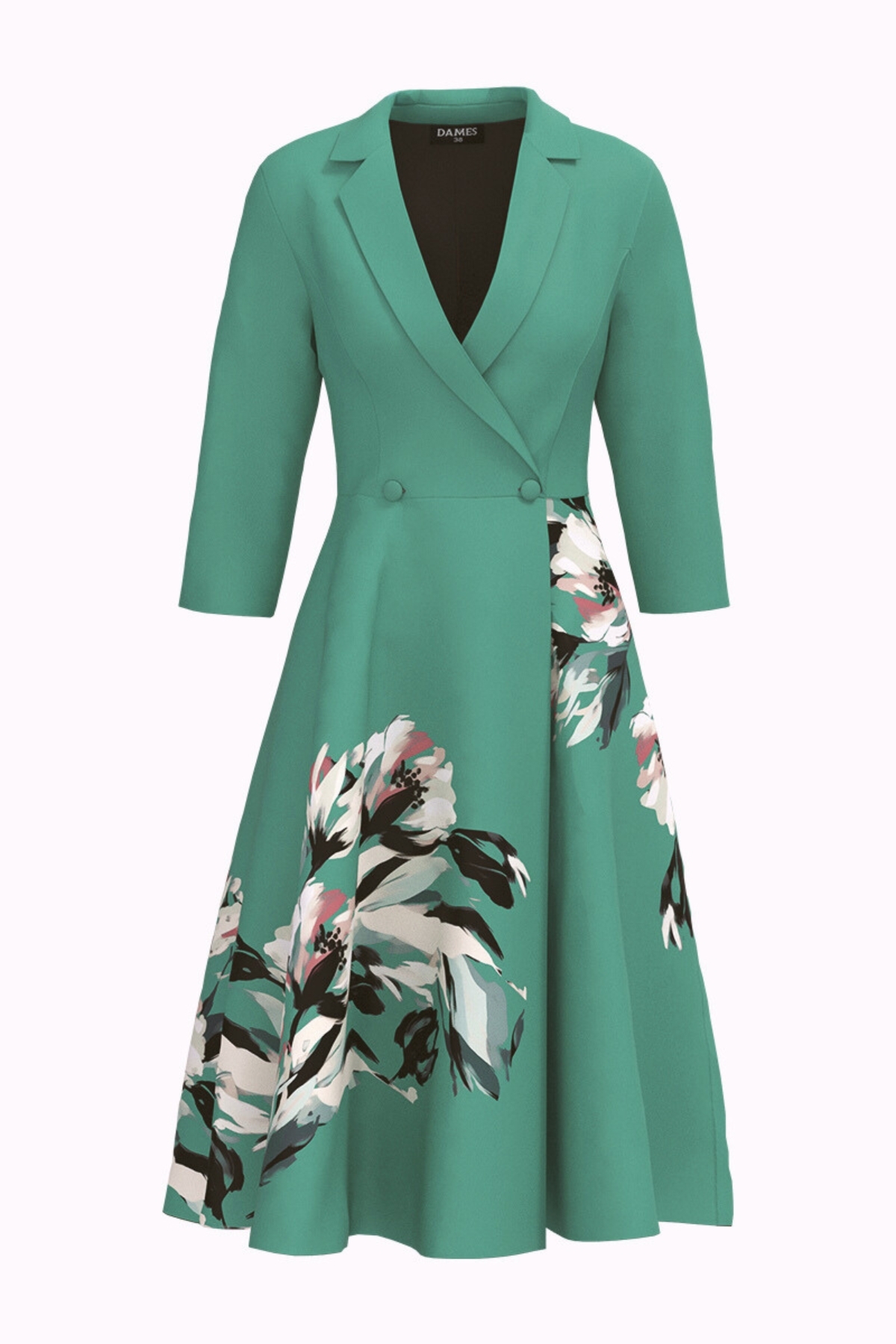 Rochie tip pardesiu verde cu buzunare