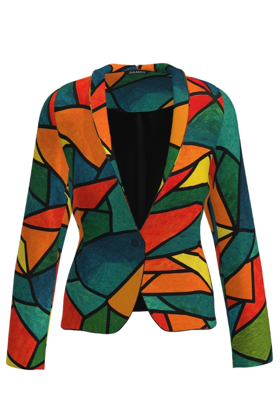 Sacou multicolor cambrat imprimat Picassela