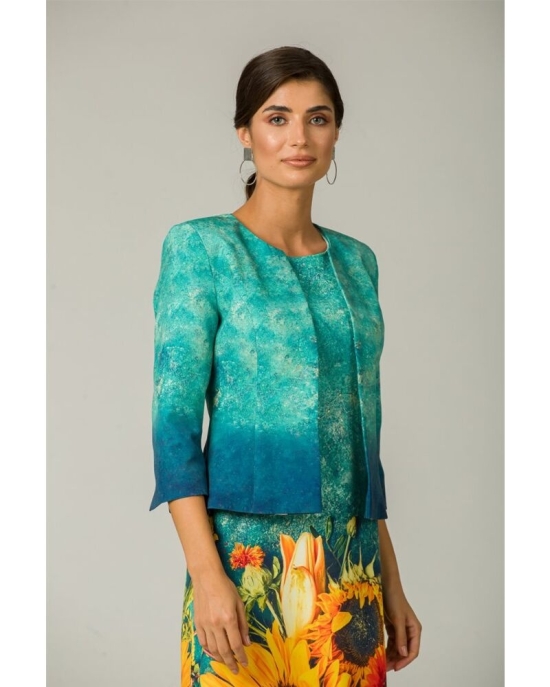 Rochie casual cu maneca imprimata digital Floarea soarelui CMD216