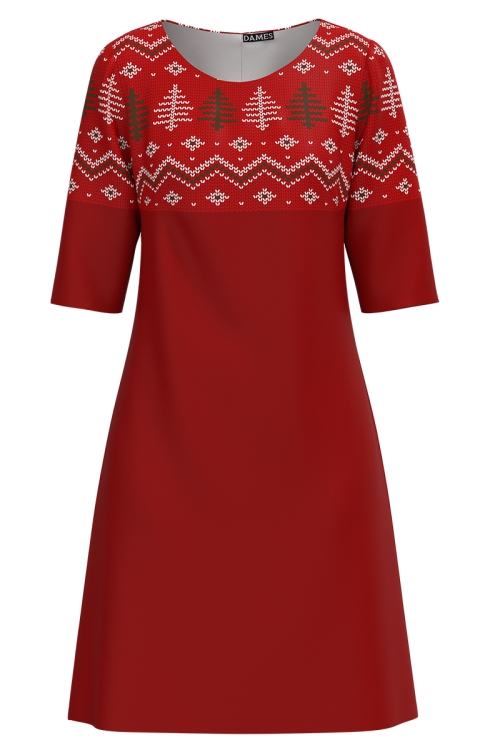 Rochie casual rosie imprimata cu motive traditionale AW24