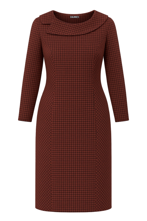 Rochie din stofa densa cu guler asimetric