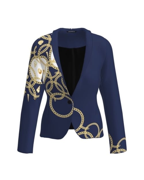 Sacou casual bleumarin imprimat cu model Navy CMD3193