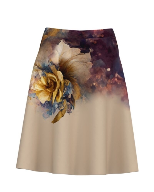 Fusta bej clos imprimata cu model floral CMD4804