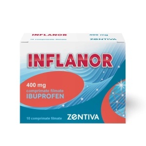 Inflanor 400 mg ibuprofen | Durere si febra | 10 comprimate filmate