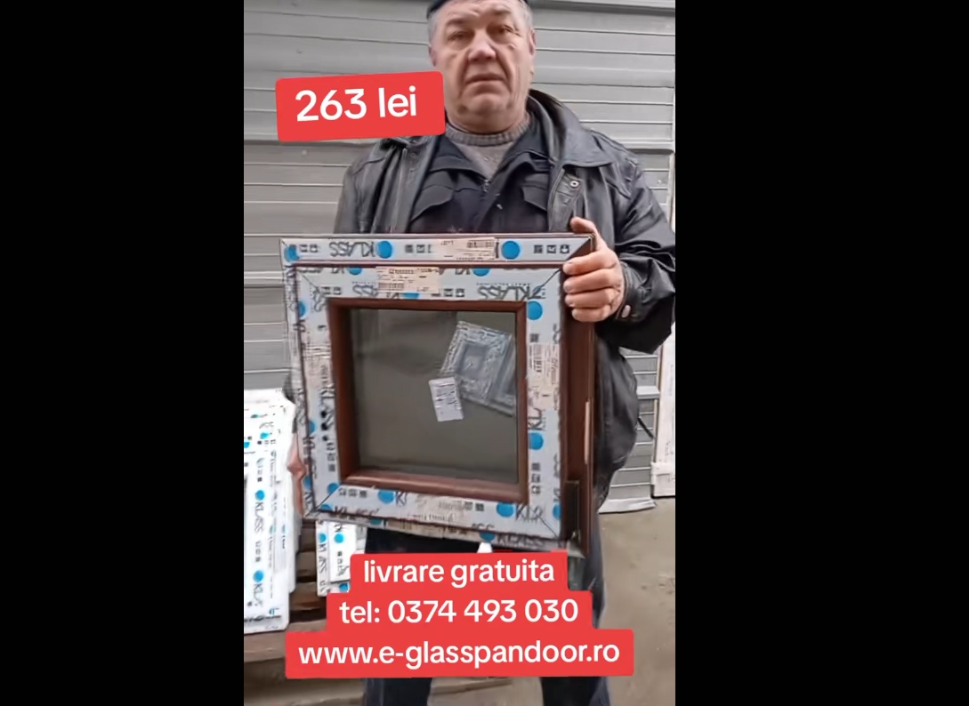 Fereastra termopan, 50x50cm, maro, nuc, deschidere dreapta, maner inclus
