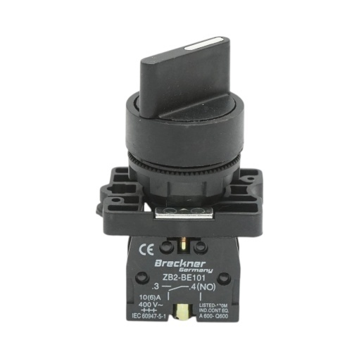 Selector 2 pozitii cu retinere negru 1NO, 400V/10A, LAY5-ED21 Breckner ...