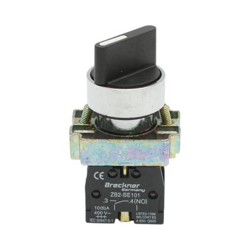 Selector 2 pozitii cu retinere negru 1NO, 400V/10A BD21 Breckner ...