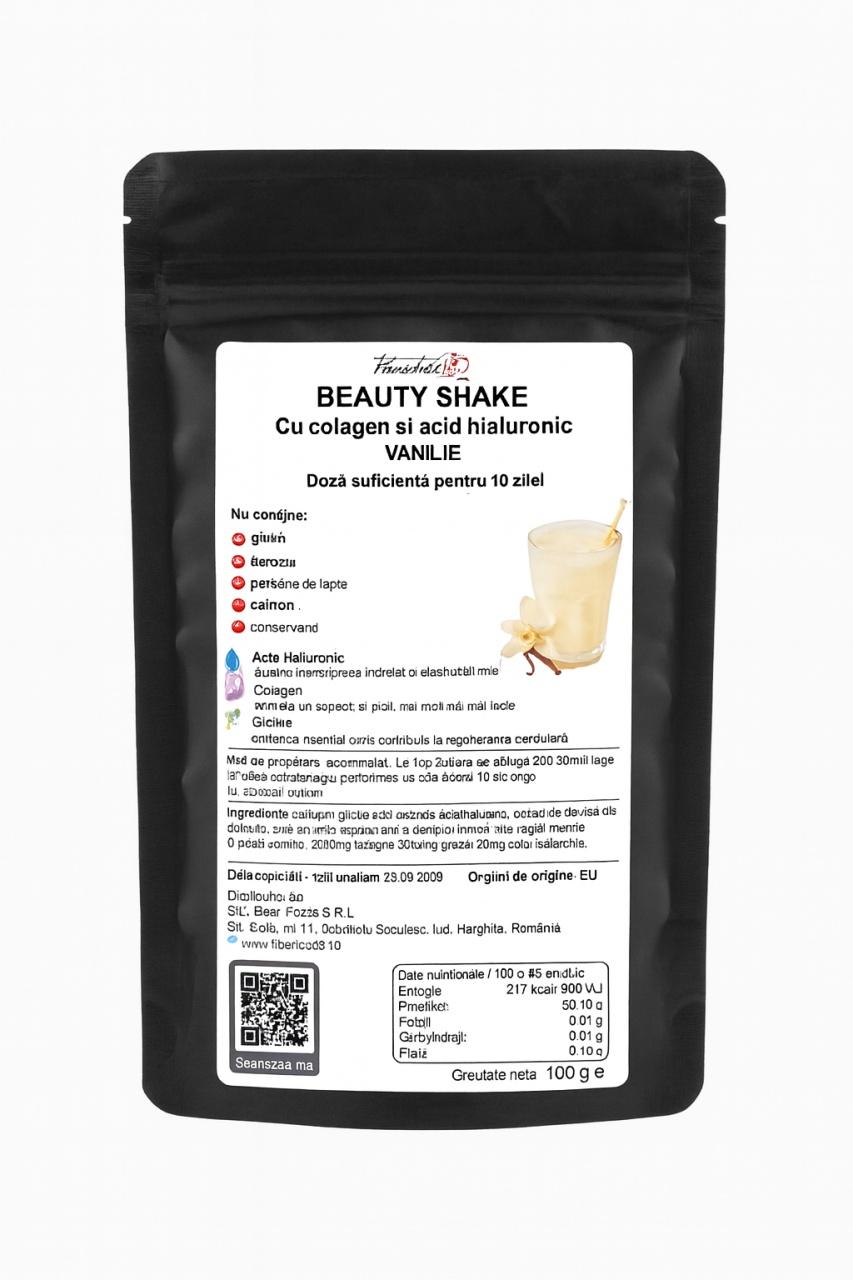 Beauty Shake Vanilie- cu colagen si acid hialuronic - FiberFoods 100g ...