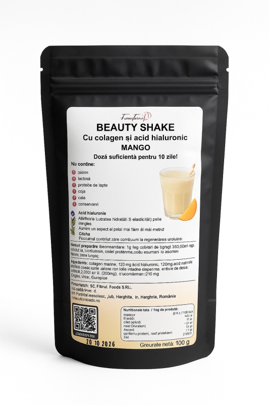 Beauty Shake Mango – Cu Colagen și Acid Hialuronic 100g Fiber Foods ...