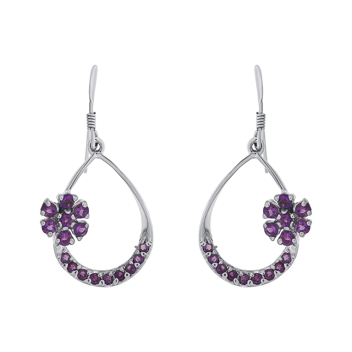 Cercei din argint cu ametiste 3.57 grame Alb | Accent Bijuterii