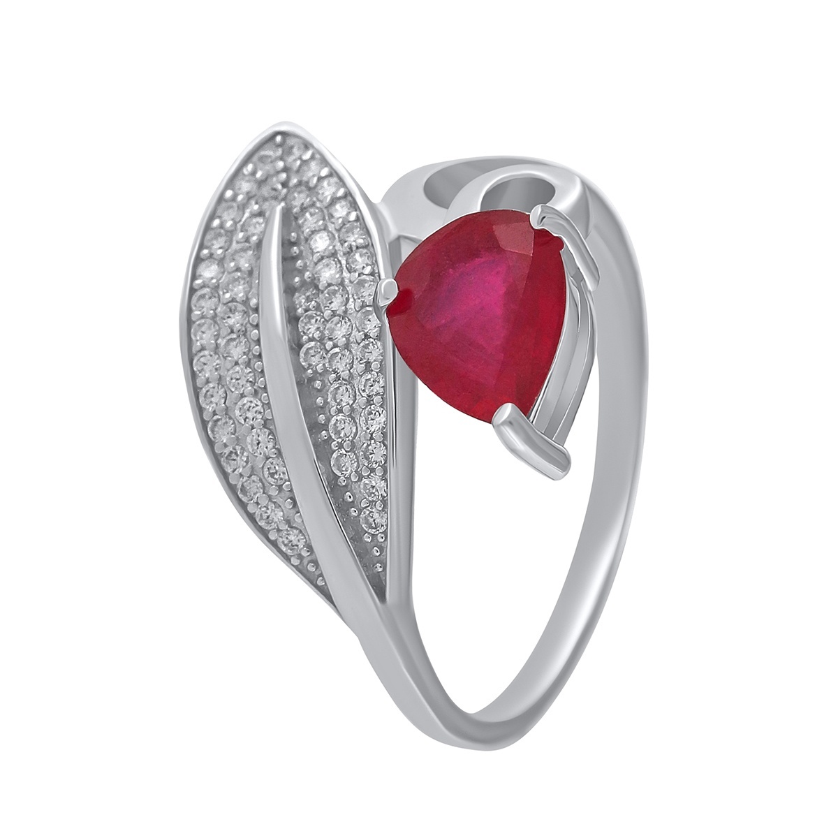 Inel din argint cu rubin și pietre de cubic zirconia 3.96 grame Alb ...
