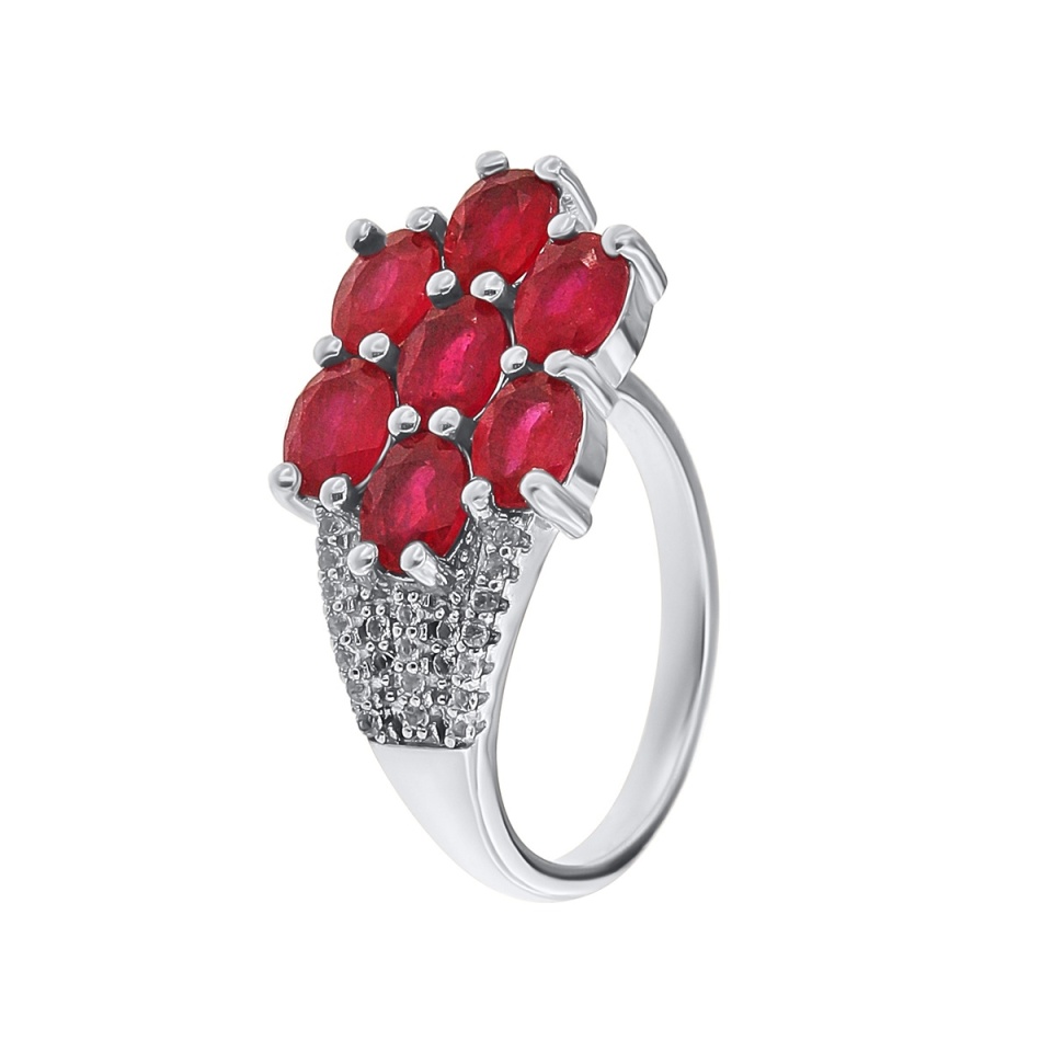 Inel din argint cu rubin și cubic zirconia 4.3 grame Alb | Accent Bijuterii