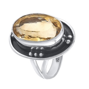 Inel din argint cu citrin 9.54 grame Alb | Accent Bijuterii