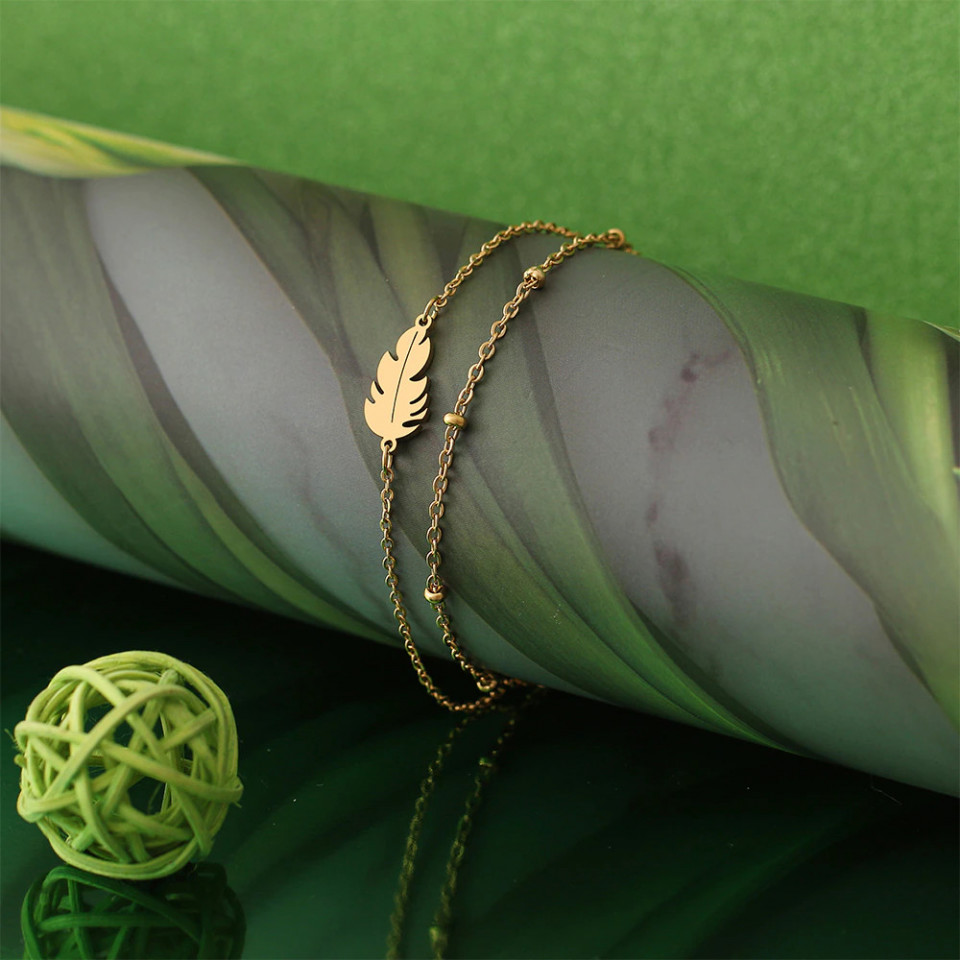 Bratara Inox Auriu Model FRUNZA -N3501