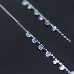 Cercei din Argint 925 Lungi Model Picatura cu Pietre Zirconiu ARG57G