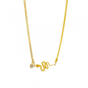 Lantisor Inox Auriu Snake Sarpe - N1783C