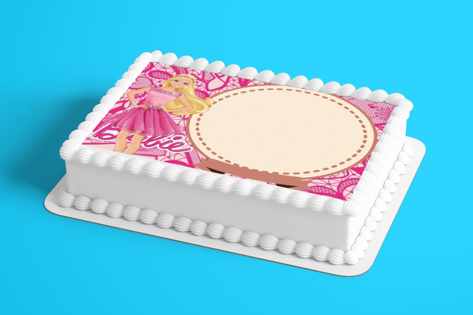 Vafa tort Barbie cu MESAJ PERSONALIZAT model 8 - Lumea