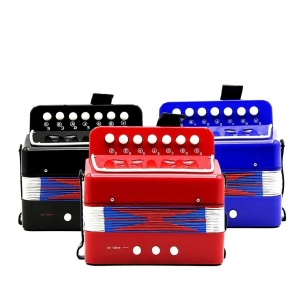 Acordeon cu 7 clape si 3 butoane bass, functional pentru copii