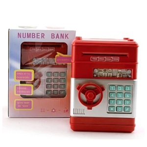 Pusculita interactiva pentru copii tip seif cu cifru si lumina