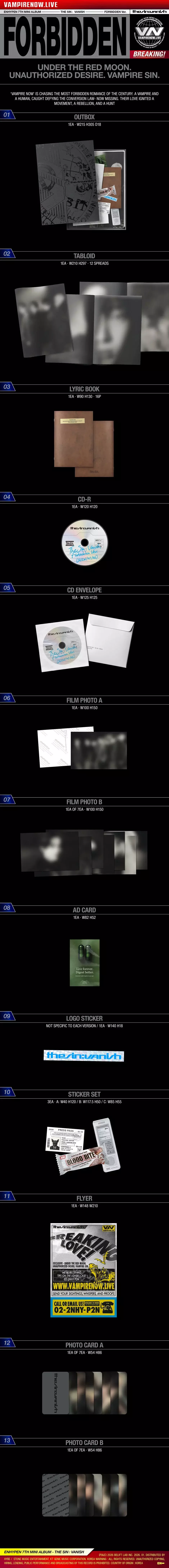 (POB) ENHYPEN - The Sin: Vanish (Weverse Photocard + 1 Logo Pin (Random ...