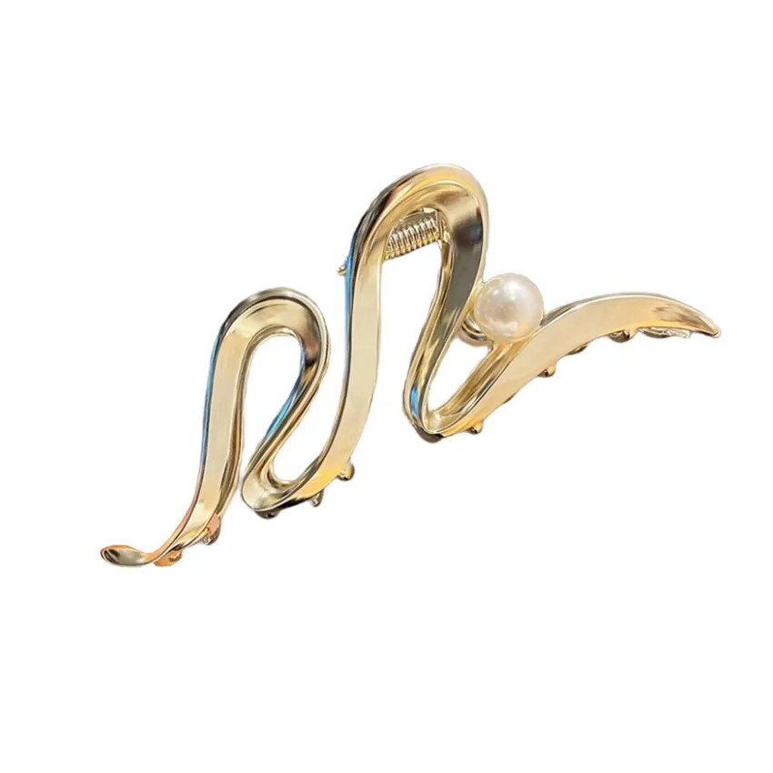 Agrafa de par tip clema Auriu Perla model Serpentin