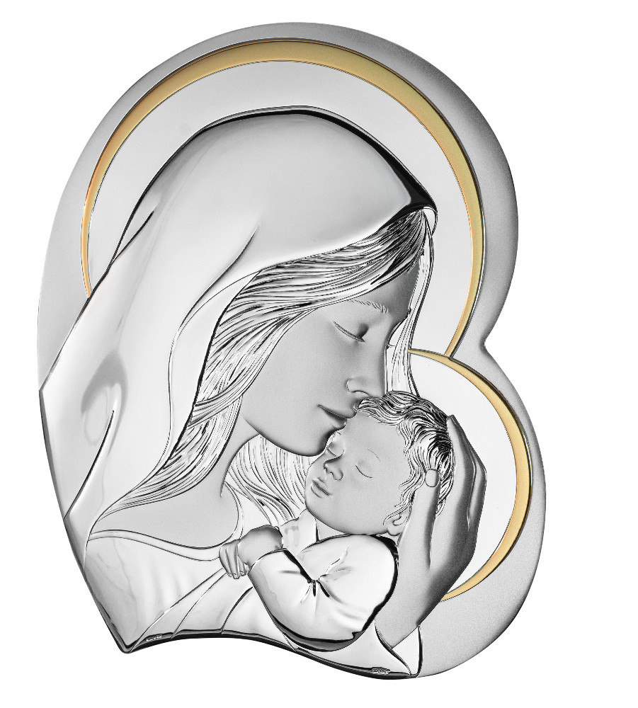 Icoana argintata Sfanta Fecioara Maria si Pruncul Isus - Inima