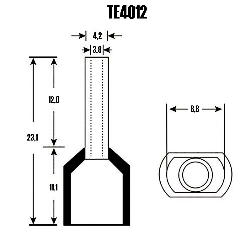 Set 100 bucati pini terminali dubli izolati, E-LOCKS, tip TE4012 ...