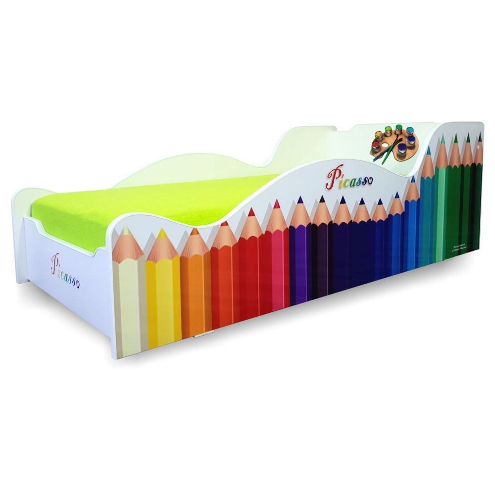 Pat pentru copii Culori, Pal melaminat, margini rotunjite PVC, 2-8 ani ...