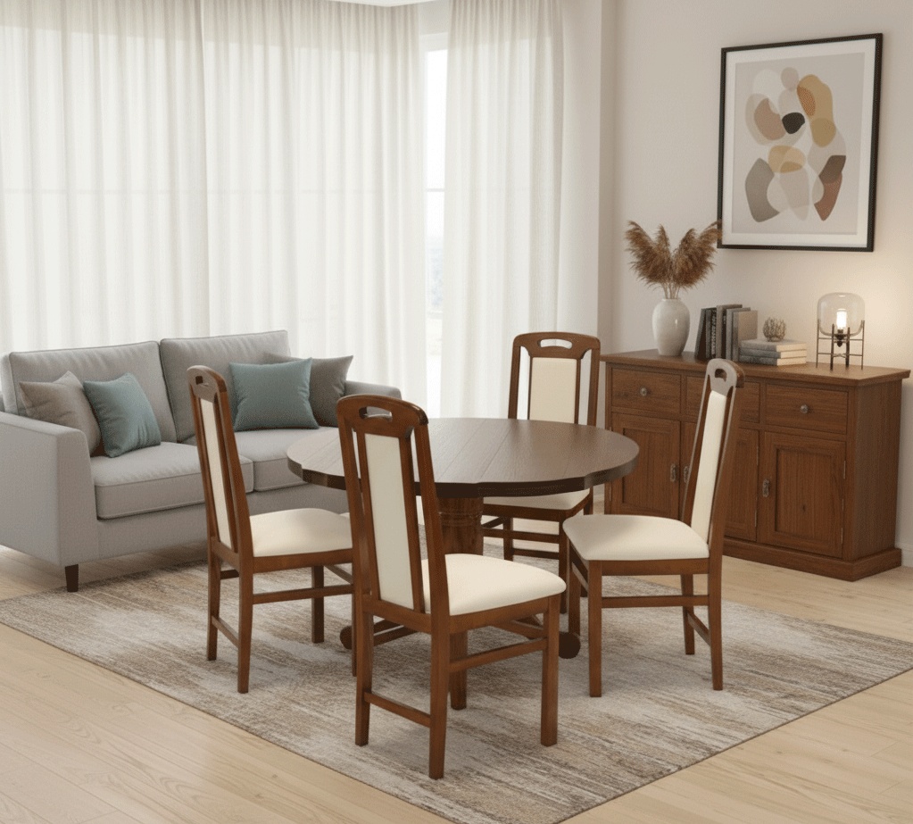 Set masa living si bucatarie extensibila SB Fan, MDF Furniruit, 100-133 ...