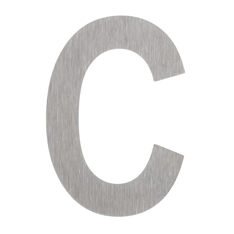Litera C, metalica, pentru poarta, autoadeziva, inox, 80 mm