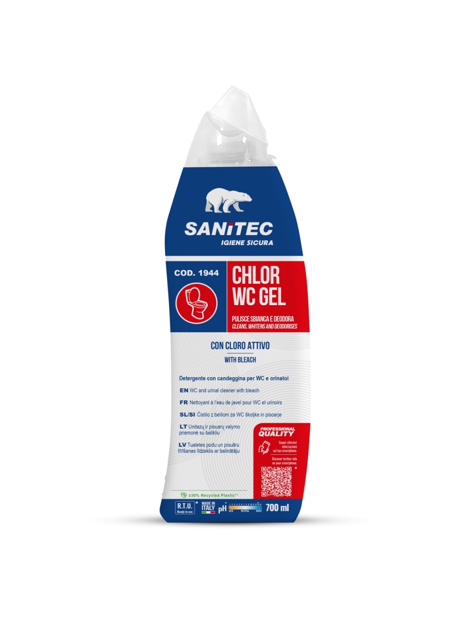 Sanitec, Detergent pentru Toaleta, cu Clor, 700 ml