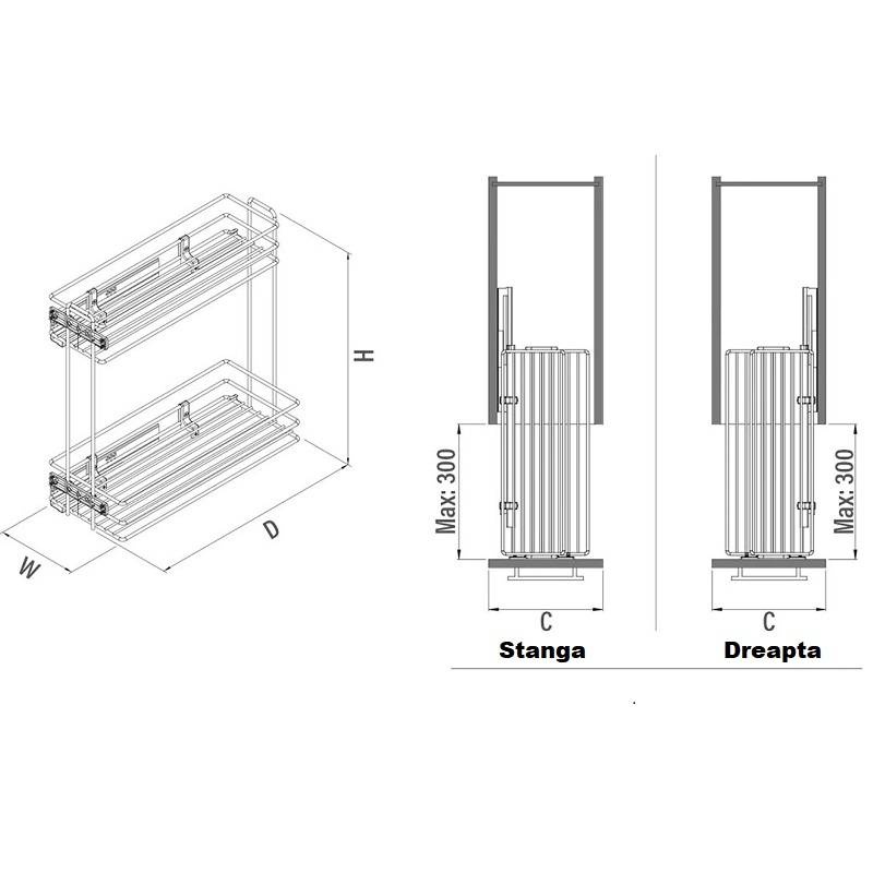 Cos Jolly pentru corp de 250mm tandem Blum Starax