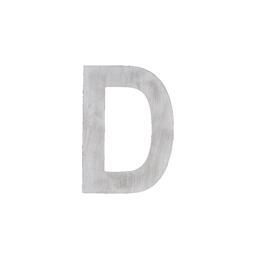 Litera D, metalica, pentru poarta, autoadeziva, inox, 80 mm