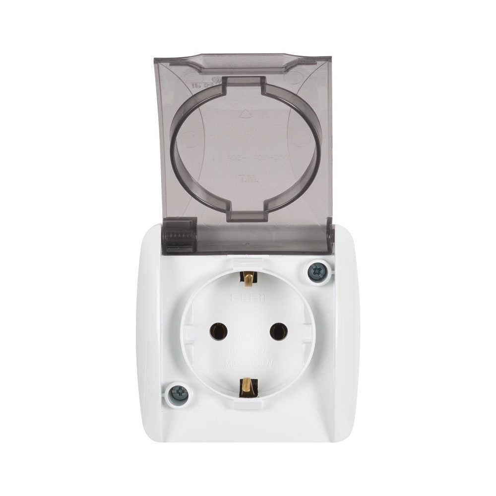 Priza simpla, schuko, cu capac, protectie copii, aplicata, gama Alsu ...