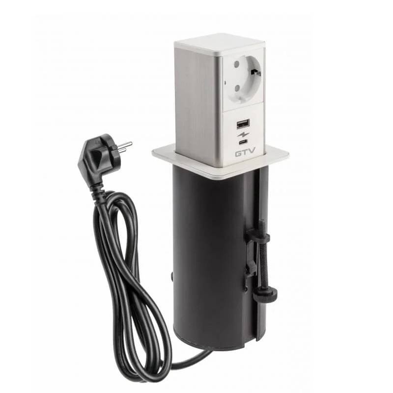 Priza incorporabila model TOWER cu o priza Schuko, USB-A, USB-C si ...