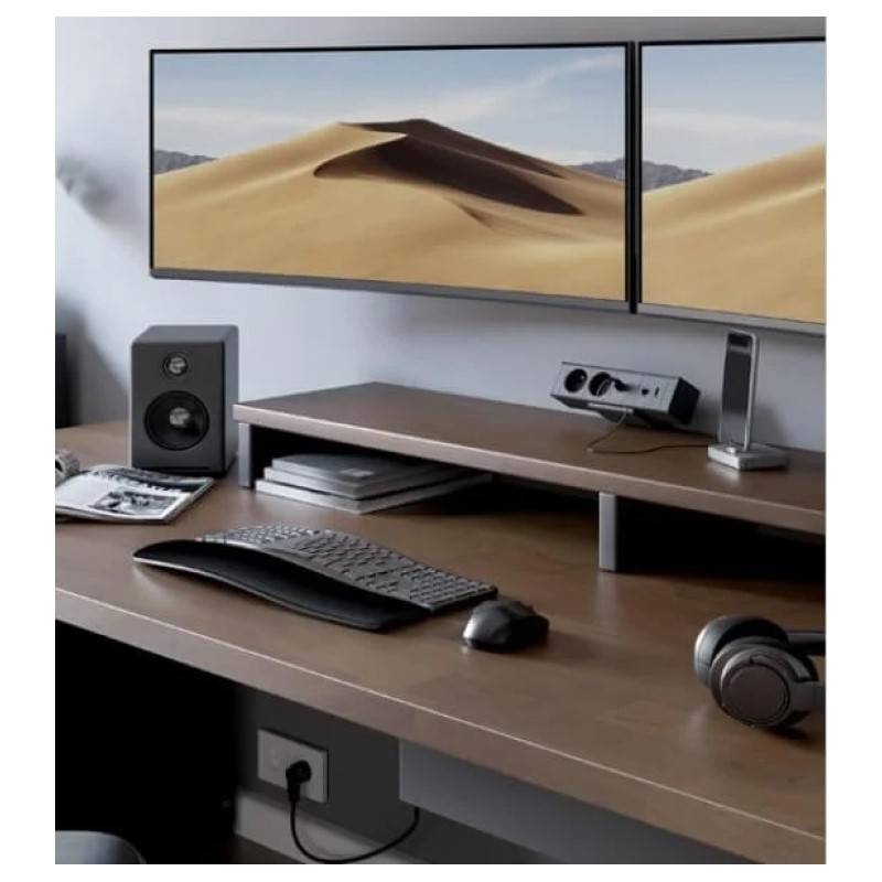 Priza neagra pentru birou model BAR compusa din USB-A, USB-C, RJ45 ...