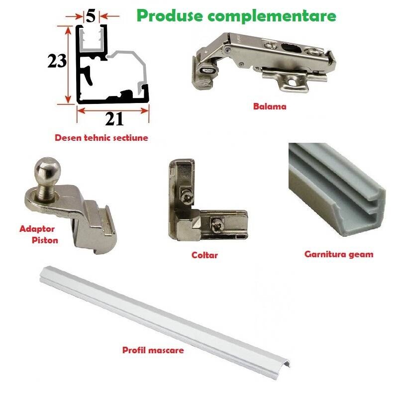 Profil aluminiu 23/21 rama geam