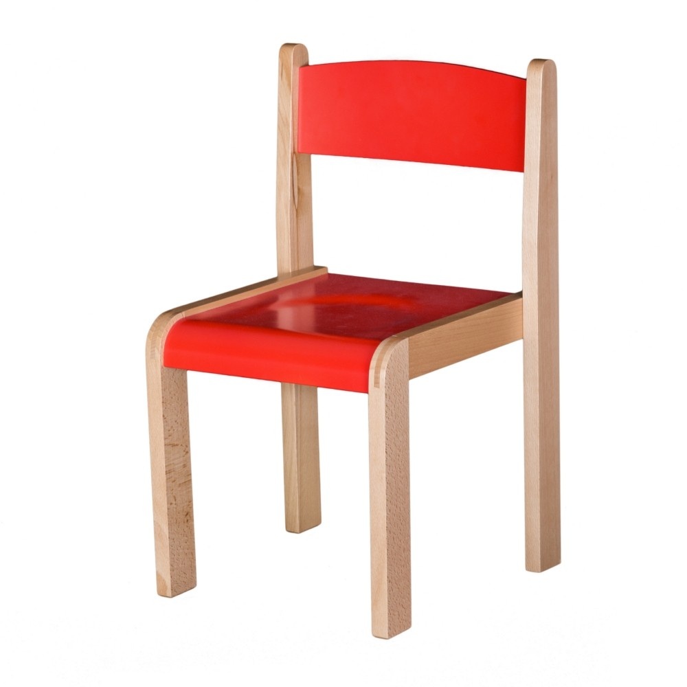 Scaun lemn gradinita Bambi, H31, rosu