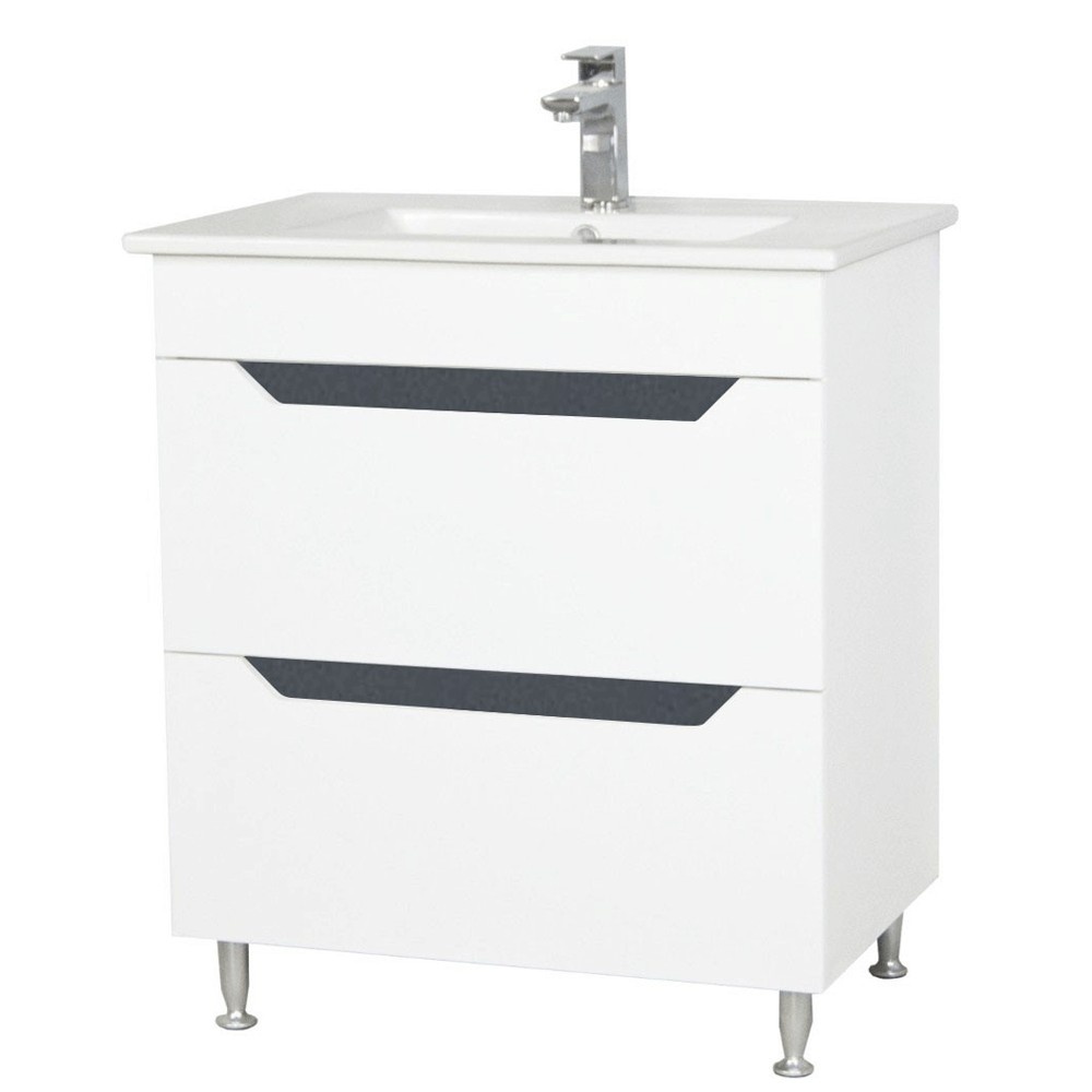 Baza si lavoar ceramic GN0561, mobilier baie stativ 70 cm, front MDF, 2 ...