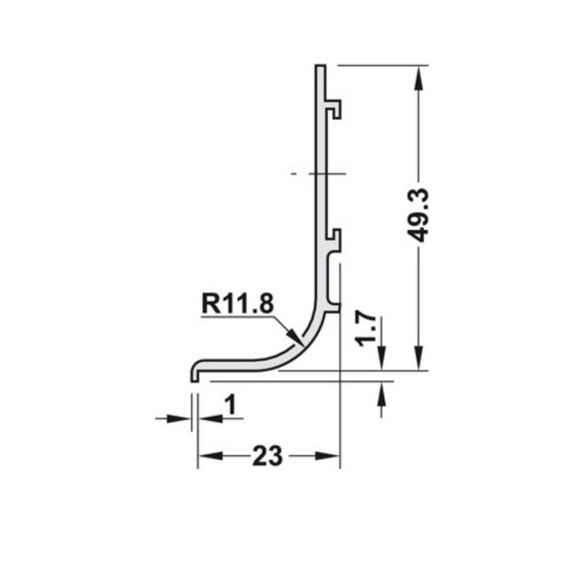 Profil maner tip J aluminiu 2.5m HAFELE