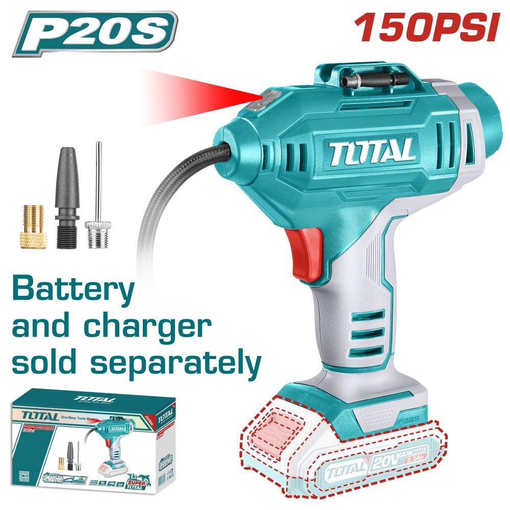 TOTAL - COMPRESOR AER - 150PSI/10.34BAR - LI-ION - 20V (NU INCLUDE ...