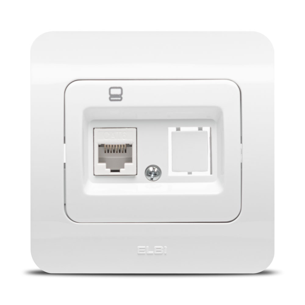 Priza retea, UTP RJ45, incastrabila, gama Jazz, alb, Elbi