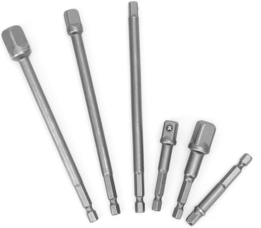 Set 6 adaptoare bit, pentru chei tubulare, cap hexagonal, Bossram