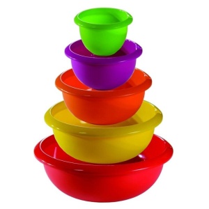 Set 5 boluri rotunde plastic diverse culori