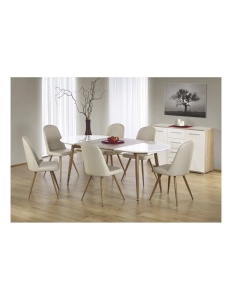 Masa living extensibila HM Edward, blat MDF, structura metalica, ovala ...