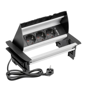 Priza incastrabila cu perie aluminiu GTV 3 schuko