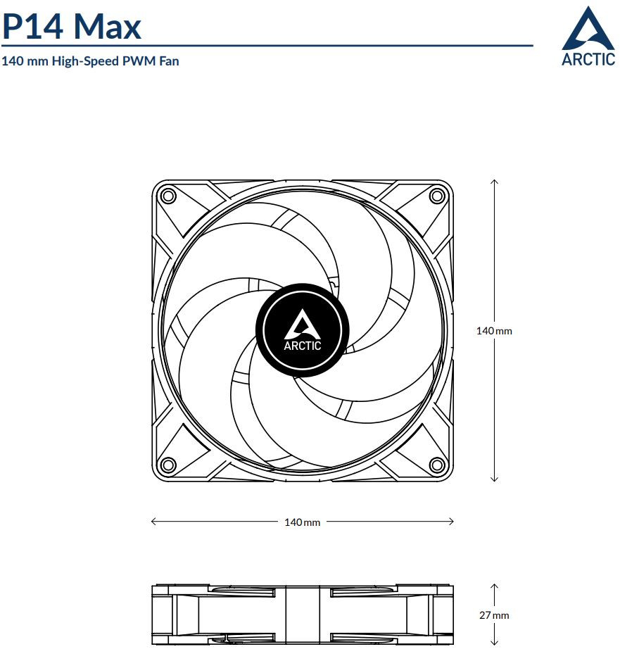 Ventilator za kućište Arctic P14 MAX, 14cm, 4 pin, up to 2800 rpm, ACFAN00287A